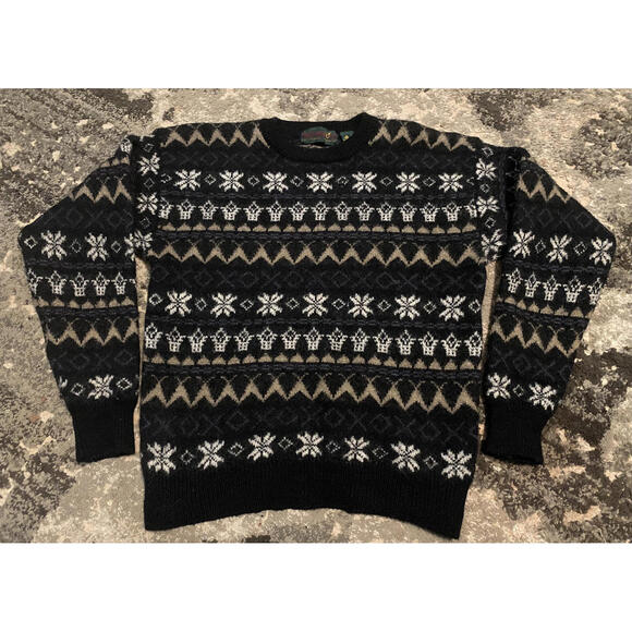 Sweaters | Hunting Horn By J Riggings Black And Brown Patterned Wool ...